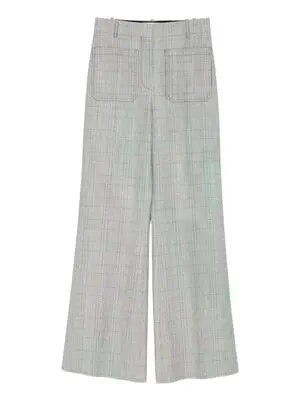 Victoria Beckham Checked Wide-leg Trousers - Grey