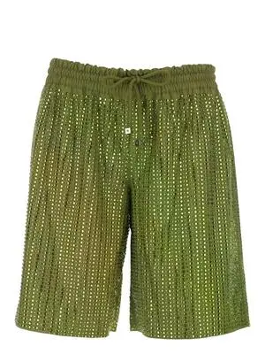 VENUJA Embellished Drawstring Shorts - Green