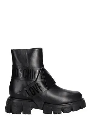 Moschino Logo-tape Ankle Boots - Black