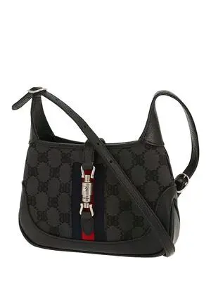 Gucci 2020s X Balenciaga Jackie Logo Shoulder Bag - Black