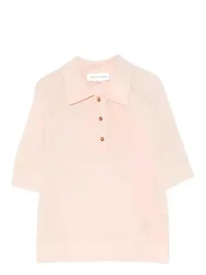 Victoria Beckham Buttoned Polo Top - Pink