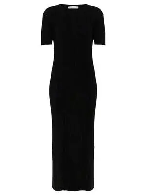 LISA YANG Isabela Ribbed Midi Dress - Black