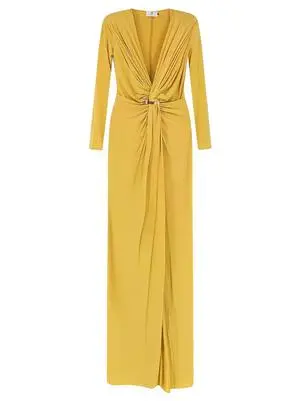 Elisabetta Franchi Twisted Long-sleeve Maxi Dress - Yellow