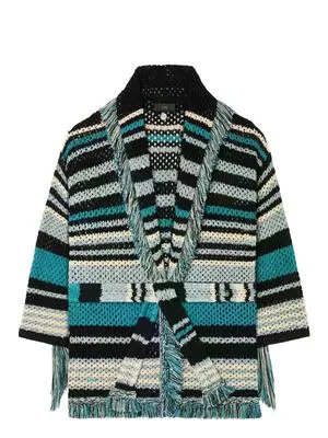 Alanui Striped Open Knit Cardigan - Blue