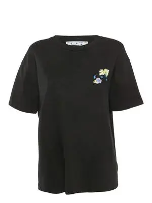 Off-White Floral-print Cotton T-shirt - Black