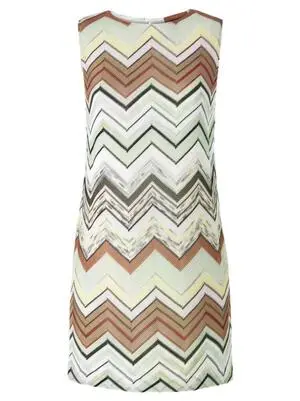 Missoni Zigzag-Pattern Sleeveless Mini Dress Green