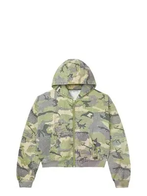 VALE FOREVER Camouflage Zipped Hoodie - Green