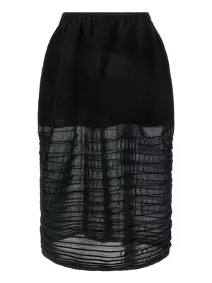 Issey Miyake Contrasting Knit Midi Skirt - Black