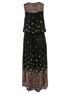 Joie Printed Silk Maxi Dress - Black