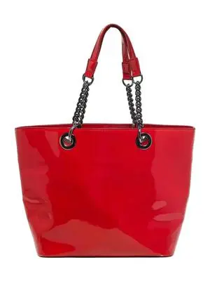 Dkny Leather Chain Tote Bag - Red