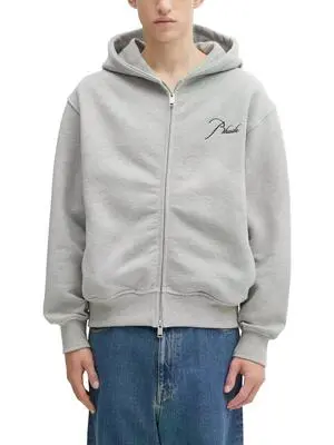 Rhude Logo-embroidered Zip Hoodie - Grey