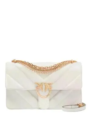 Pinko Medium Love Bag One Chevron Chain Shoulder Bag - White