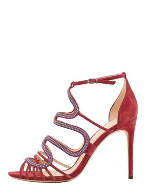 ALEXANDRE BIRMAN Burgundy Suede Stiletto Sandals - Red