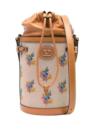 Valentino Garavani Floral-pattern Bucket Bag - Neutrals