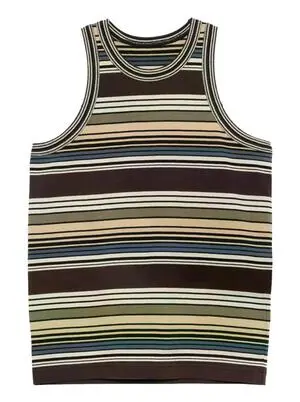 Sacai Striped Tank Top - Brown