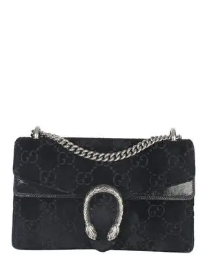 Gucci Gg Embossed Velvet Dionysus Chain Bag - Black