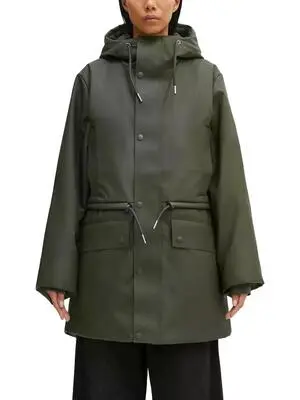 Rains Hooded Drawstring Parka - Green