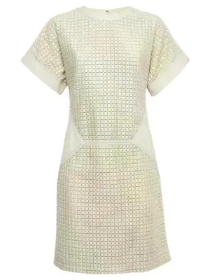 FERRAGAMO Geometric-pattern Short-sleeved Dress - Neutrals