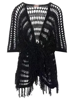 TWINSET Lurex Mesh Fringe Dress - Black