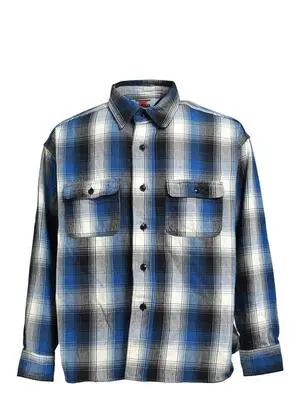 SAINT MXXXXXX X Berberjin Plaid Flannel Shirt - Blue