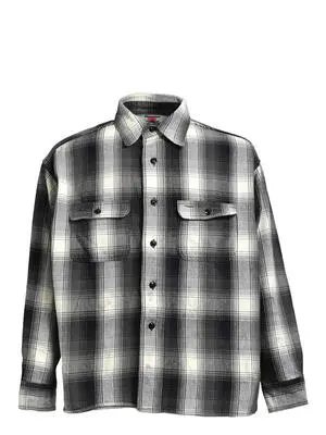 SAINT MXXXXXX X Berberjin Plaid Flannel Shirt Grey - Black