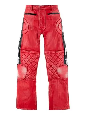 SAINT MXXXXXX Leather Racer Pants - Red