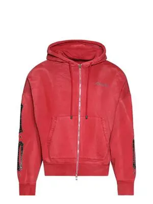 Amiri Bones Studded Zip Hoodie - Red