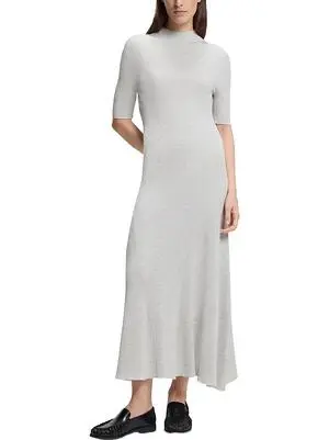 BOSS Farie Ribbed Half Sleeve Dress - Silver Grey Melange