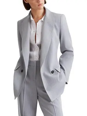 Marella Double-breasted Blazer - Melange Light Grey