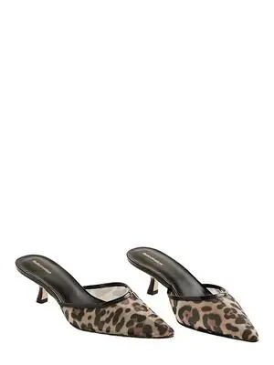 REFORMATION Wilda Kitten Heel Mule Pumps - Leopard