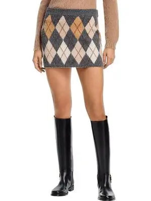 FRAME The Brushed Argyle Skirt - Grey Multi