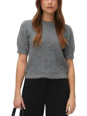 Vero Moda Vmgenius Short Sleeve Pullover Sweater - Medium Grey