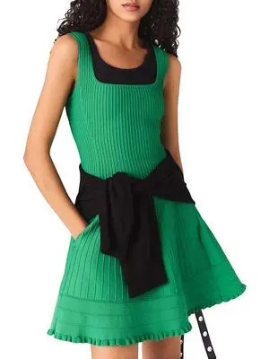 Maje Knit Skater Dress - Green