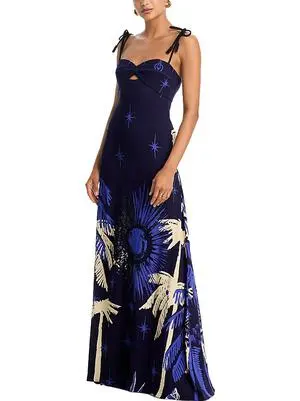 Johanna Ortiz Dancing With The Shadows Maxi Dress - Navy/ecru