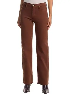MOTHER The Kick It High Rise Straight Jeans - Bison