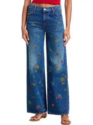 MOTHER The Rerun Zip Sneak High Rise Jeans - Field Of Flowers