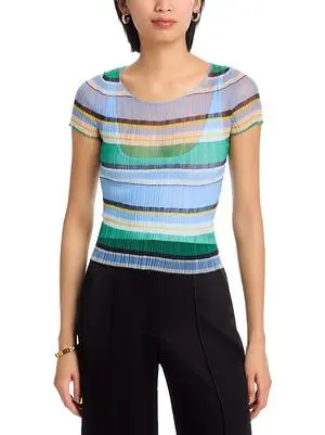 Simkhai Knox Ribbed Tee - Periwinkle
