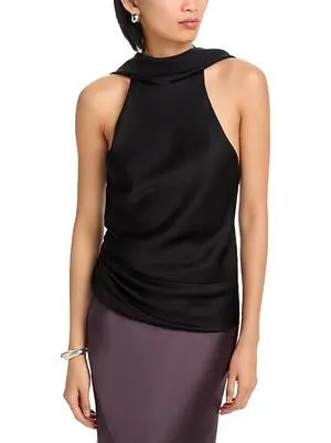 Simkhai Samira Draped Neck Top - Black