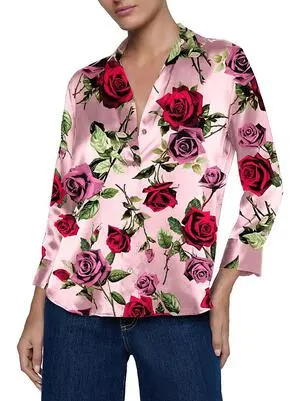 L'Agence Dani Silk Blouse - Pink Multi