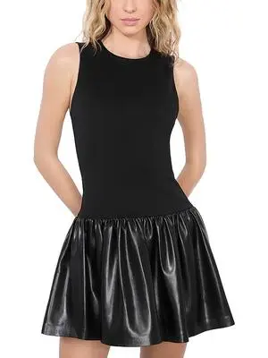 Alice + Olivia Ella Combo Sleeveless Dress - Black
