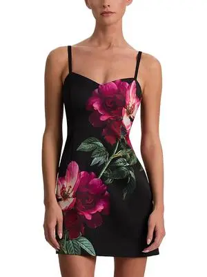Alice + Olivia Nina Sweetheart Spaghetti Strap Dress - Empress Bloom Black