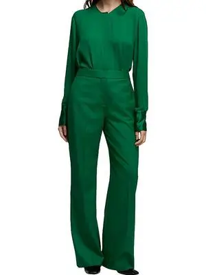 ARGENT Wool Blend Wide Leg Trousers - Jade