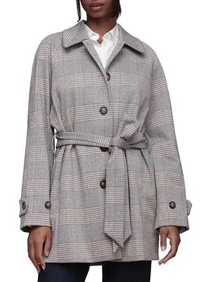 Bagatelle Knit Jacquard Topper Coat - Grey/ Tan
