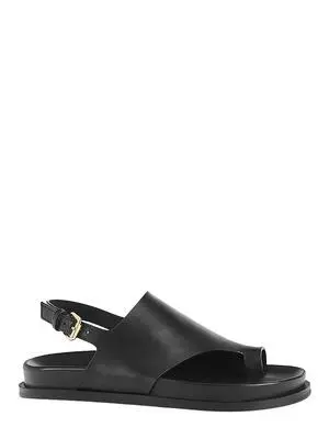 Agl Leather Flat Sandals - Nero