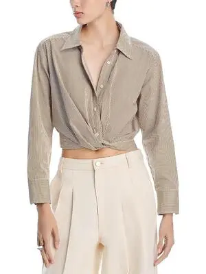 A.L.C. Leo Button-front Top - Pearl/aged Bronze