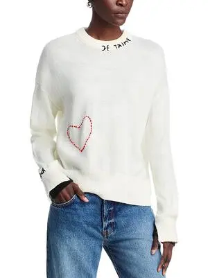 Elan J'taime Crewneck Sweater - White