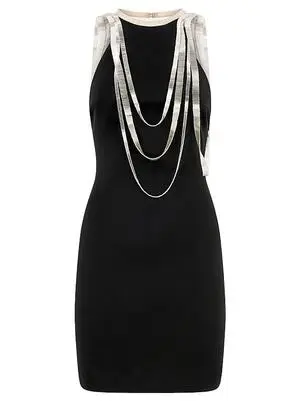 Attico Chain Detail Mini Dress - Black