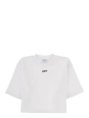Off-White Cropped T-shirt With Logo - White