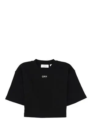 Off-White Cropped T-shirt With Logo - Black