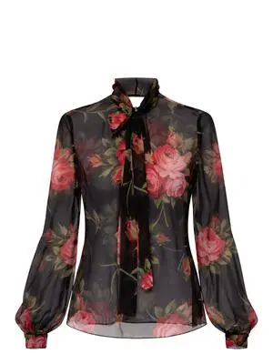 Dolce & Gabbana Rose Bouquet Print Blouse - Black